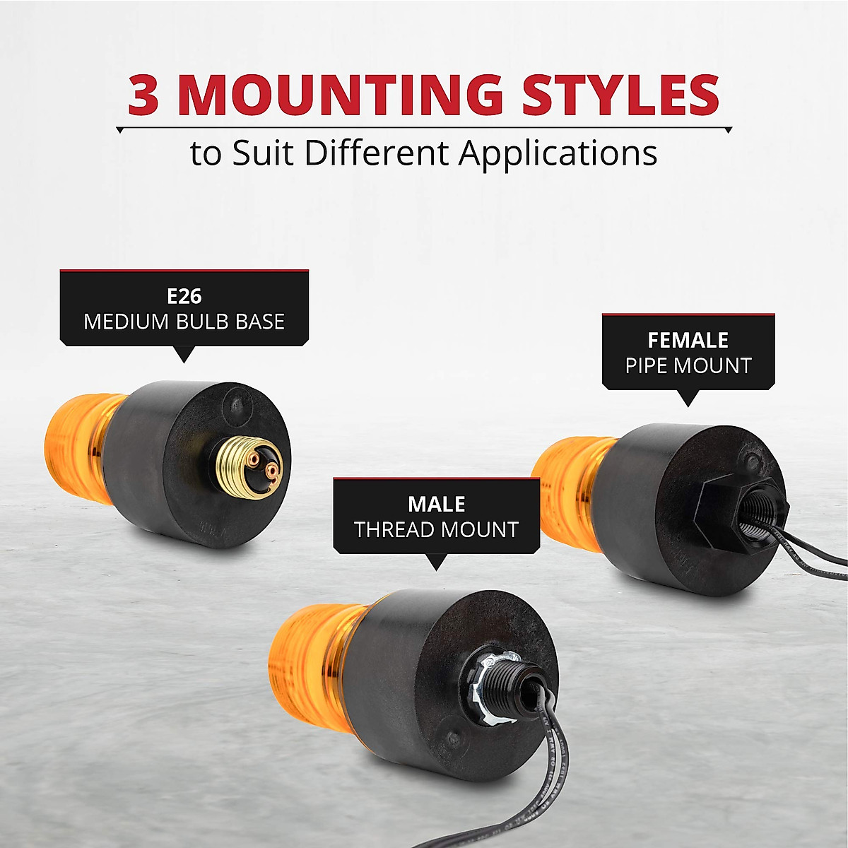 TOMAR 490S-120-A Microstrobe 1/2"-14 NPT Female Pipe Mount Base, 120VAC (Amber, 1/2" Female Pipe Mount (120 VAC))
