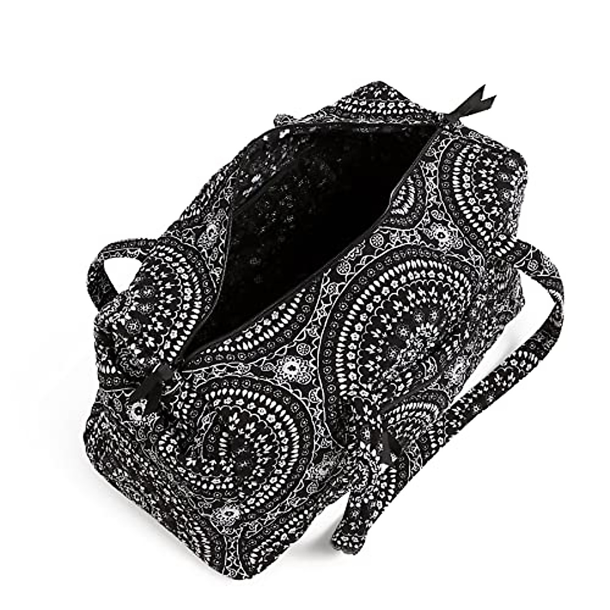 Vera Bradley Women's Cotton Medium Travel Duffel Bag, Black Bandana Medallion, One Size