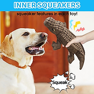 SUNKY Dog Squeaky Toys,Stuffed Plush Dog Chew Toys 3 Pack Durable Cute Dog Toys Set for Small, Medium, Large Dogs Puppy Pet Toys for Teething (Duck, Horse and Crocodile)