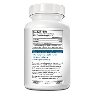 Nutrition Strength Quercetin for Dogs with Bromelain to Support Balanced Immune System, Promote Inflammatory Relief & Antioxidant Activity, Quercetin for Dog Allergies, 120 Chewable Tablets