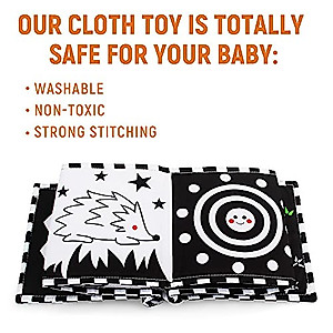 teytoy Black and White High Contrast Sensory Baby Toys Baby Soft Book for Early Education, Infant Tummy Time Toys, Three-Dimensional Can Be Bitten and Tear Not Rotten Paper Newborn Toys (Ladybug)