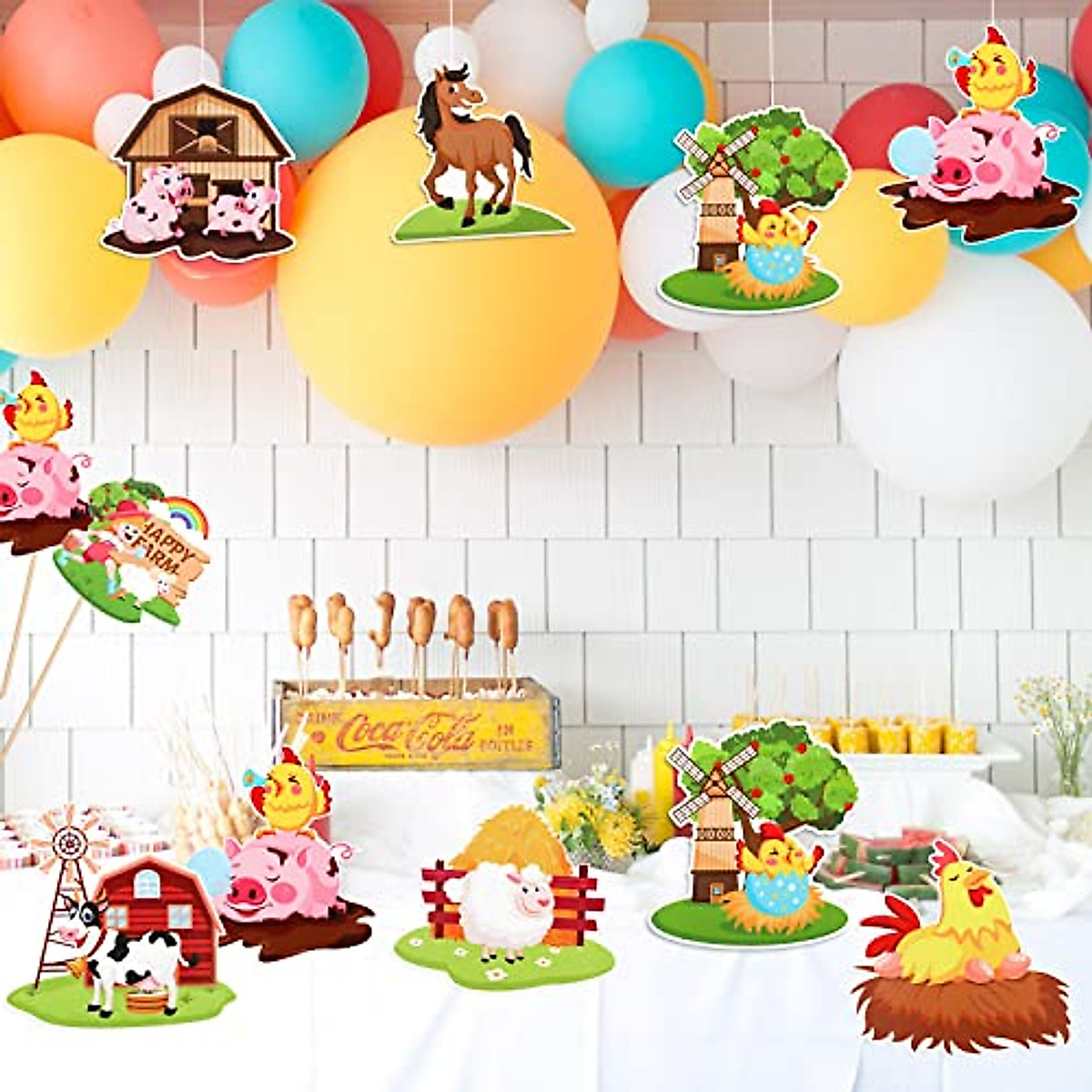 MWOOT 45 Pcs Farm Animals Cutout Double Sided Printing Cardboard Cutting,Paper Cut Bulletin Board Set with Glue Point Dots,Creative Cardstock for Kid Classroom Barnyard Party decor (15 Styles,15x15cm)