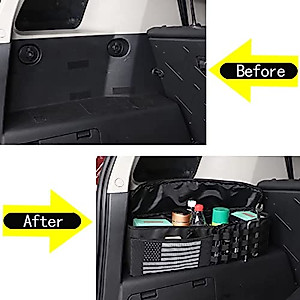 LLKUANG Trunk Organizer Tray Fit for Toyot@ FJ Cruiser 2007-2021 Oxford Cloth Multifunction Storage Box Rear Storage Organizer Multi-Compartment,1PCS (Black+American Flag, Left and Right)