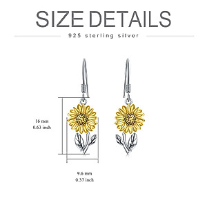 Sunflower Earrings for Women 925 Sterling Silver Sunflower Dangle Earring Sunflower Jewelry Gifts for Women Mother