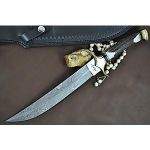 Perkin Handmade Damascus Steel Hunting Knife - Beautifu Hunting Knife with Sheath