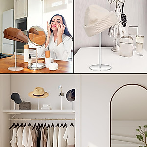 DIFENLUN 2 sets of acrylic hat stand wig display stand (13.8 "+11.8")/ Clear acrylic hat stand and wig display Hat stand Display hat stand/Round barbell base display wig display