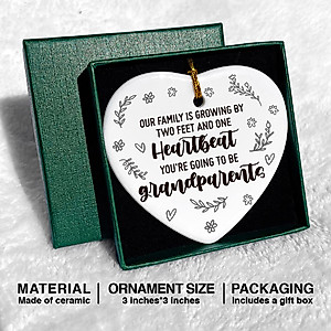 New Grandparents Ornaments Keepsake Gifts from Newborn Baby, Pregnancy Announcement Plaque Sign Gifts for First Time Grandparents, Grandma Grandpa to Be, Promoted to Grandmother Grandfather Gifts