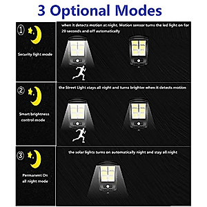 Solar Street Lights - 6000 Lumens 120 LED Motion Sensor Security Solar Flood Lights Outdoor Wall Lamp with 3 Lighting Modes for Front Door, Garden, Yard, Garage, Path (1-Pack)
