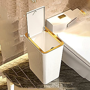 3.3 Gallon Rectangle Trash Can with Top Press Lid，Plastic Slim Garbage Bin, Wastebasket for Narrow Spaces, Kitchen, Bathroom,Bedroom