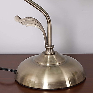 Bieye L10733 Tiffany Style Stained Glass Flower Petal Table Lamp with Brass Base for Home Décor (Light Blue, 8" Cherry Blossom)