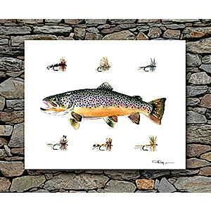 Brown Trout Watercolor Art Print by Artist DJ Rogers