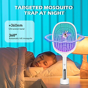 Bug Zapper, 3000 Volt Indoor & Outdoor Electric Fly Swatter,USB Rechargeable Mosquito Killer Racket for Home Bedroom, Kitchen,Office, Backyard, Patio,Safe to Touch with 3-Layer Safety Mesh-2 Pack