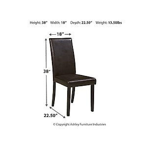 Signature Design by Ashley Kimonte Modern Faux Leather Upholstered Armless Dining Chair, 2 Count, Dark Brown