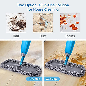 EXEGO Reusable Mop Pads Refills for Swiffer Power Mop Microfiber Mop Pads Refills Machine Washable Household Replacement Mop Pads Compatible with Swiffer Power Mop 13"-15" Spray Wet Mops, 5 Pack