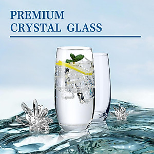 CUKBLESS Drinking Glasses Set of 6, Crystal Highball Water Glasses, Glass Cups for Water, Juice, Beverage, Mojito, Mixed Drinks, Cocktail Glass Set-13 Oz