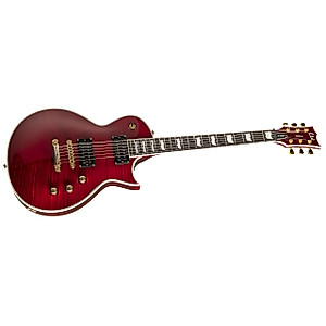 ESP 6 String LTD Deluxe EC-1000T CTM Electric Guitar, See Thru Black Cherry, Right, (LEC1000TCTMFMSTBC)