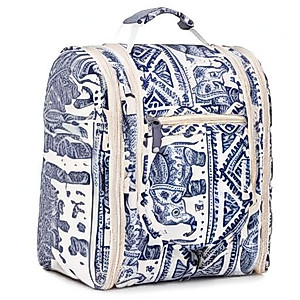 Narwey Small Hanging Toiletry Bag Women Travel Makeup Bag Organizer Toiletries Bag for Travel Size Essentials Accessories Cosmetics (Medium, Elephant)