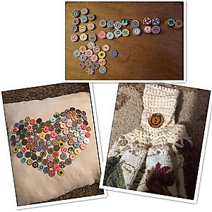 Mahaohao 100pcs Mixed Random Flower Painting Round 2 Holes Wood Wooden Buttons for Sewing Crafting 20mm