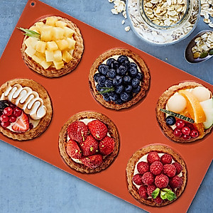 Goensjt 3 Pack Silicone Muffin Top Pans for Baking/Non-Stick 3 inch 6-Cavity Round Silicone Baking Mold for Whoopie Pie Pan, Corn Bread, Candy, Eggs, Muffin