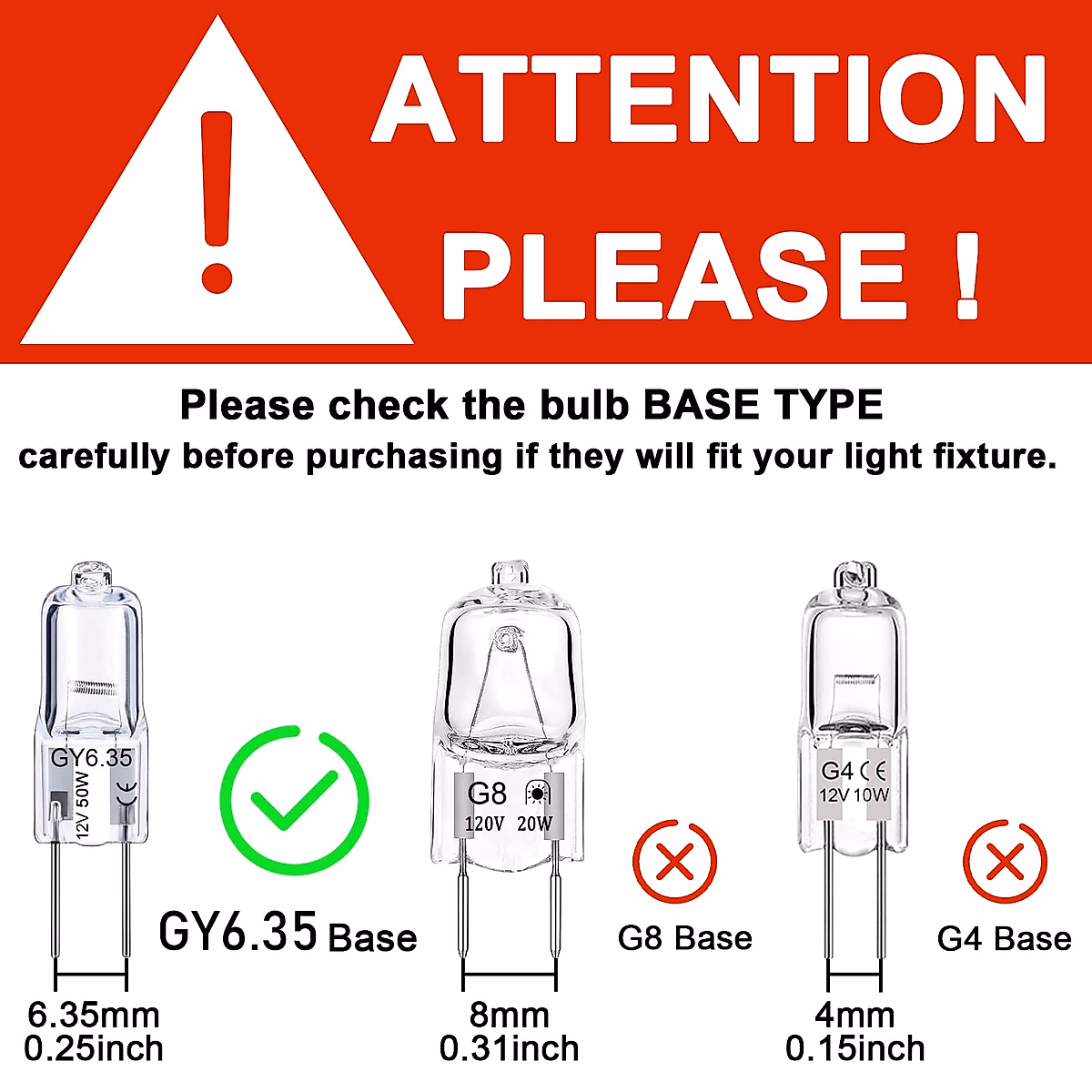 Lacnooe GY6.35 Halogen Bulb 50W, 12 Pack Dimmable GY6.35 Light Bulb Q50/CL/GY6/12V/T3/T4 JC Type GY6.35/G6.35 Bi-pin Base AC/DC 12V Warm White 2700K Single Ended Capsule Light Bulbs