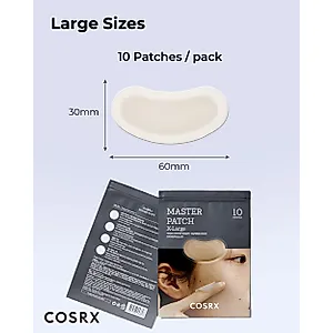 COSRX Master Patch Intensive | Oval-Shaped Hydrocolloid Pimple Patch with Tea Tree Oil & Salicylic Acid | Quick & Easy Blemish, Zit, Spot Treatment (10 Patches (X-Large), 10, Count)