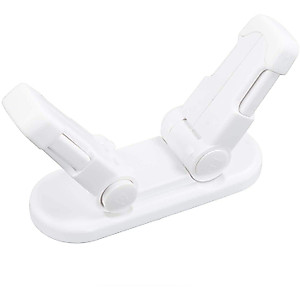 4-Pack Improved Childproof Door Lever Lock Prevents Toddlers From Opening Doors. Durable ABS with 3M Adhesive Backing.Easy One Hand Operation for Adults.Simple Install, No Tools Needed (4 white pack)
