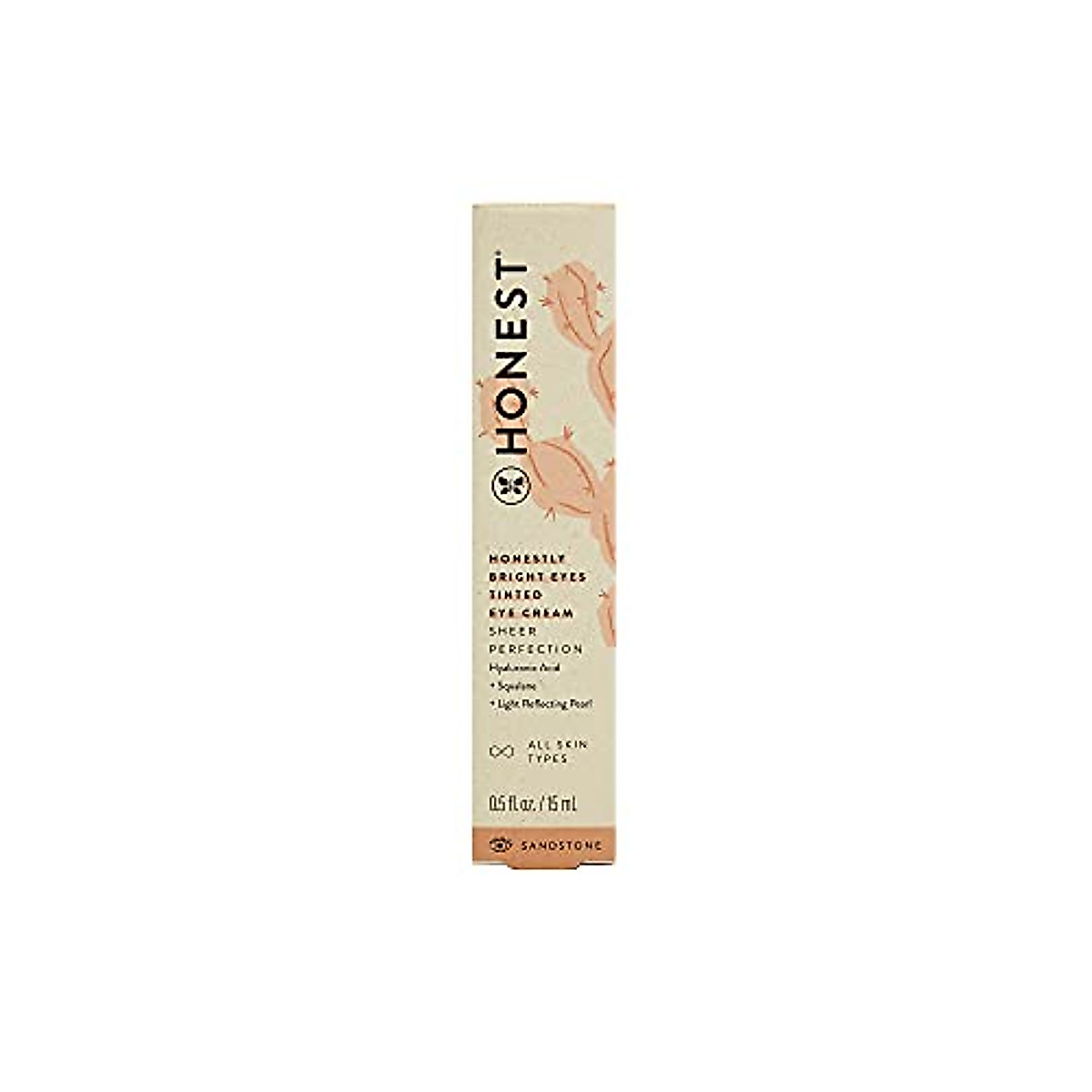 Honest Beauty Honestly Bright Eyes Tinted Eye Cream, Sandstone with Hyaluronic Acid + Squalene| EWG Certified + Dermatologist Tested & Vegan + Cruelty Free | 0.5 fl. oz.