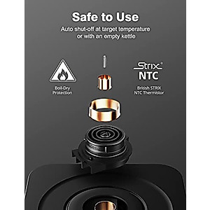 Gooseneck Electric Pour-Over Kettle, Temperature Variable Kettle for Coffee Tea Brewing, 0.9L Stainless Steel Kettle, Temperature Holding, Built-in Stopwatch