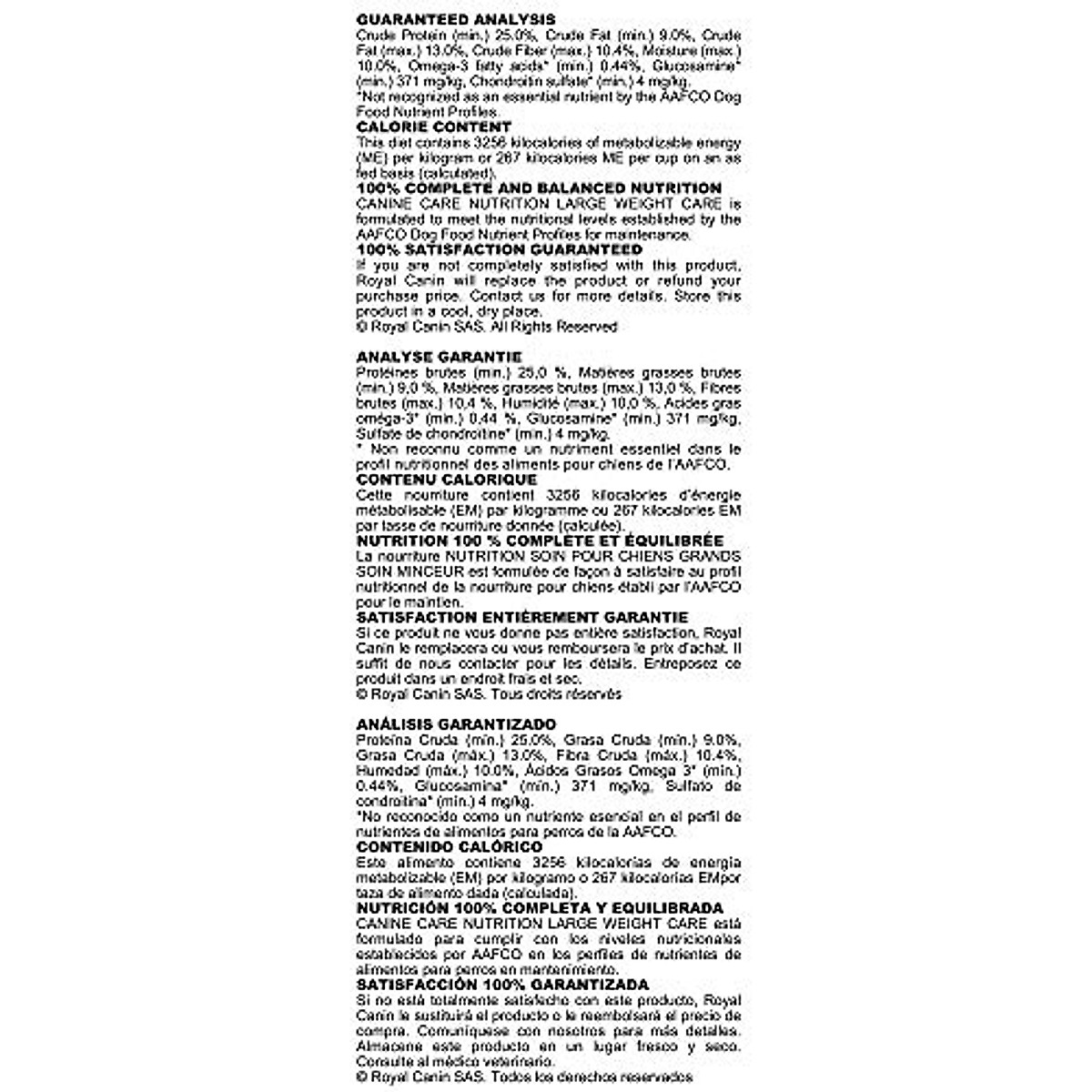 Royal Canin Large Weight Care Adult Dry Dog Food for Large Breeds, 30 lb bag