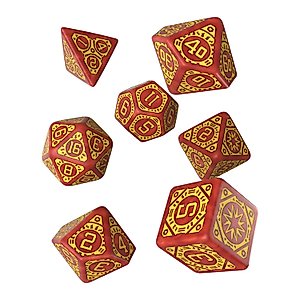 Q-Workshop Starfinder Dawn of Flame RPG Ornamented Dice Set 7 Polyhedral Pieces