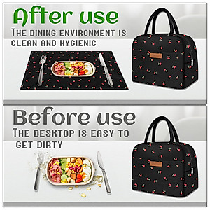 MuForu Cute Lunch Bag Women with Placemats，Insulated Lunch Box for Women,Placemats Keep Clean and Hygienic Durable Leakproof Thermal Bag High Capacity for Travel Picnic Insulated Lunch Bag