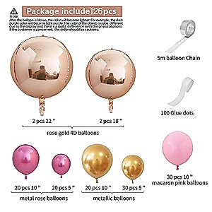 Rose Gold Pink Balloons Garland Arch Kit 124PCS Rose 4D Balloons For Birthday Party Wedding Decoration Baby Shower Home Christmas Party Balloons Supplies