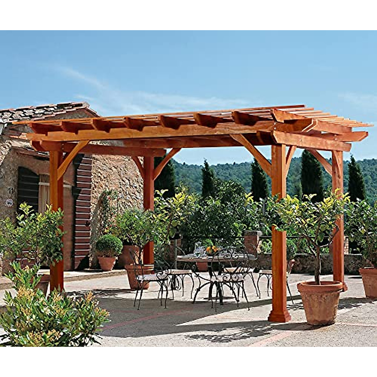 U-MAX Outdoor Pergola 12'x10' Wood Pergola Gazebo with Durability, Stability, Structure, Snow and Wind Supported, Corrosion Resistance for Patio Deck Garden