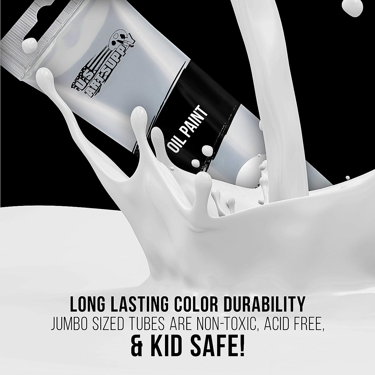 U.S. Art Supply Artists Oil Color Paint, Titanium White, 2 Extra-Large 100ml Tubes - Professional Grade, Excellent Tinting Strength, Mixable - Portrait Painting, Canvas, Wood Media - Student, Beginner