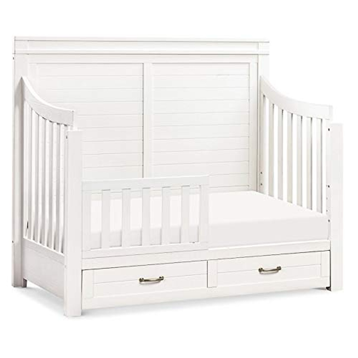 NAMESAKE Wesley Farmhouse 4-in-1 Convertible Storage Crib in Heirloom White, Greenguard Gold Certified