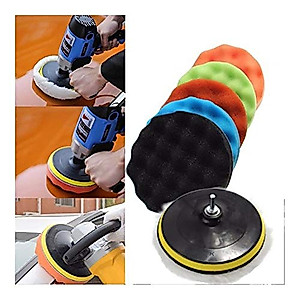 Jinchao-polishing Pads, 8pcs/Set Sponge Polishing Waxing Buffing Pads Kit, 3" 4" 5" 6" 7" for Car Polisher Buffer Drill Adapter Wheel Brush,Polishing (Color : 7INCH)