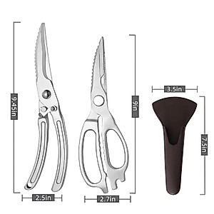 Heavy Duty Forged Poultry Shears,SinYe All PurPose Kitchen Shears with Magnetic Holder for Fridge,Pack of 2