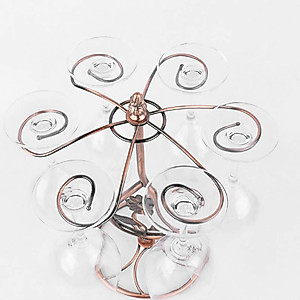 Cabilock Countertop Wine Glass Holder Sunflower Freestanding Metal Tabletop Stemware Storage Rack Drying Rack Glasses Cup Accessories for Home Decor Kitchen (Bronze)