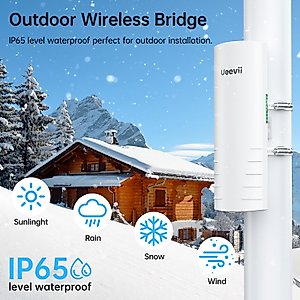 Wireless Bridge, UeeVii CPE452 Point to Point 5.8G Long Range Outdoor WiFi CPE with 14DBi High-Gain Antenna,24V PoE Adapter,2 LAN Port, Work with Starlik, Extend Network to Shop, Barn, Garage, 2Pcs