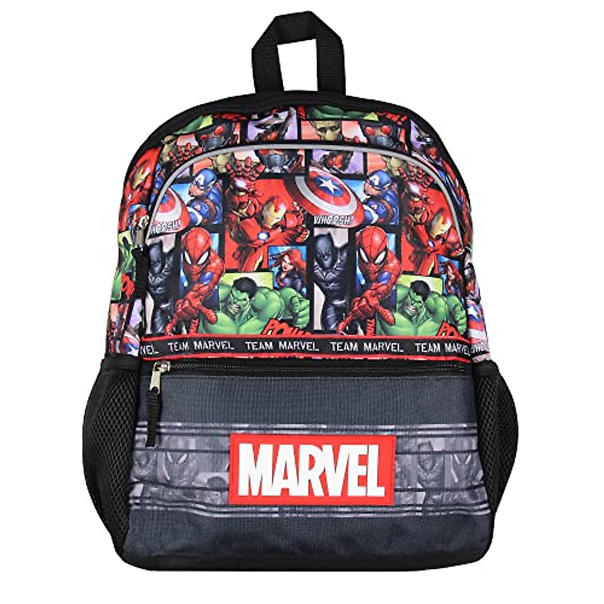 Avengers Spider-Man Iron Man Captain America Hulk 16" Book Bag School Travel Backpack With Water Bottle Pockets and Adjustable Back Straps