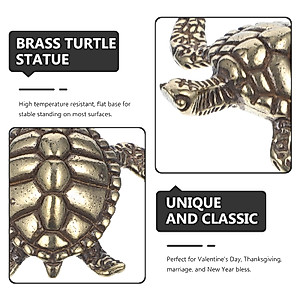 Wakauto Brass Feng Shui Statue Turtle Statue Wealth Figurine Gold Desk Home Indoor Outdoor Decorative Collectible Paperweights Gifts
