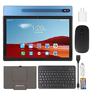Digital Tablet, WiFi Tablet Dual Speakers 2 in 1 10.1 Inch for Android 12 with Keyboard for Reading for Video (US Plug)