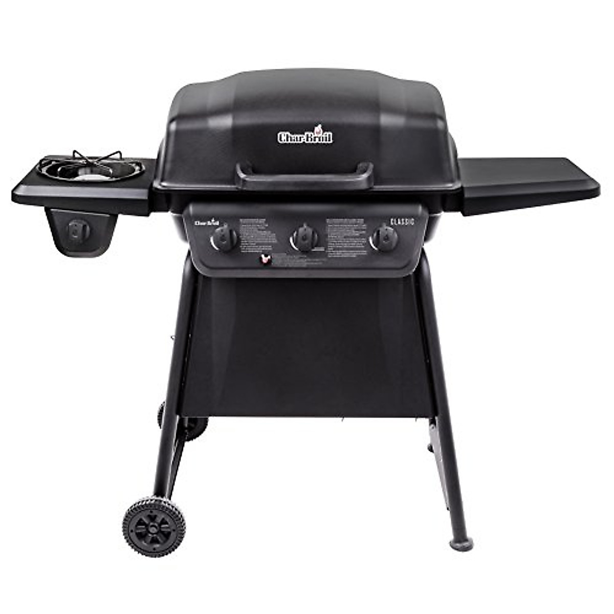 Char-Broil Classic 360 3-Burner Liquid Propane Gas Grill with Side Burner & Cuisinart CGS-W13 Wooden Handle Tool Set (13-Piece), Black