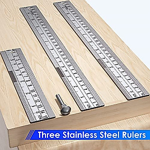 Gimars 3 Pcs Nonslip Unique Measure on Both Ends Design 6 +12 inch Stainless Steel Metal Ruler Kit, Easy to Read Inch&mm&cm Directly, More Polished Edge for School, Office, Architect, Engineers, Craft