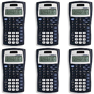 Texas Instruments TI-30X IIS 2-Line Scientific Calculator, Black with Blue Accents, 6 Pack