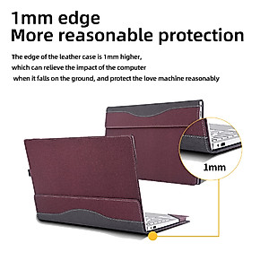 VEVOOD Laptop Cover for HP Envy x360 Laptop 15t /15z-XXX/ 15-ed/15-er/15-ep/15t-es100...All Inclusive Drop Case 15.6" PU Leather Inside Pocket Cover (15.6inch, red Wine)
