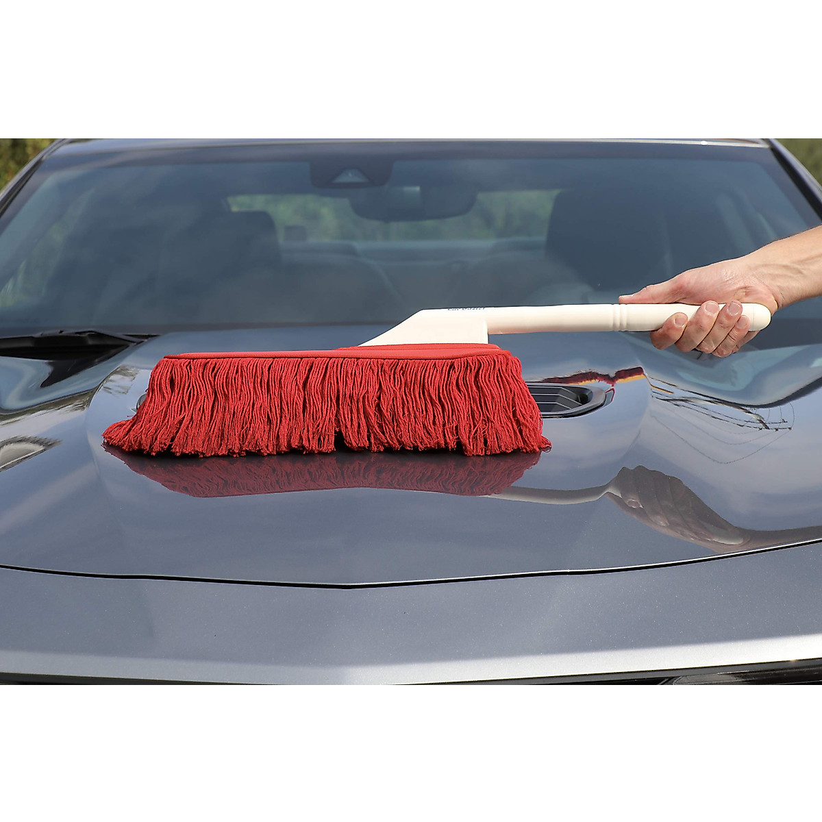 The Original California Car Duster California Car Duster 62443 Standard Car Duster with Plastic Handle, Red 25 Inch