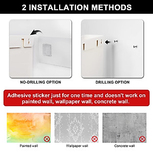 YOHOM No Drilling File Holder Wall Mails Magazines Organizer Adhesive Door Mount, Single Pocket, Off-white