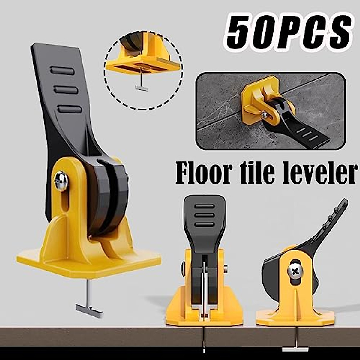 Tile Leveling System Pro Tools, 50-Piece Tile Spacers Clips Reusable Floor Leveling Compound Plus 50-Piece Replaceable Spare Steel T-Pin, Tile Leveler Spacers Kits for Wall&Floor Tile Installation