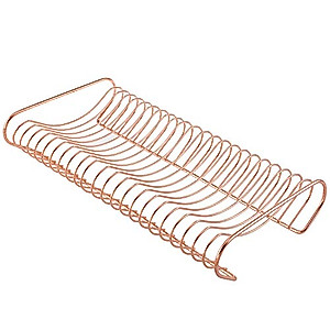 MyGift Rose Gold-Tone Metal Dinner Plate Storage Rack Organizer and Drying Rack, Holds up to 21 Dinner, Salad, and Dessert Round Plates - Made in Taiwan